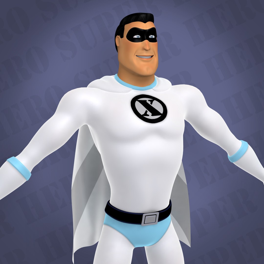 3d model of cartoon classic superhero man
