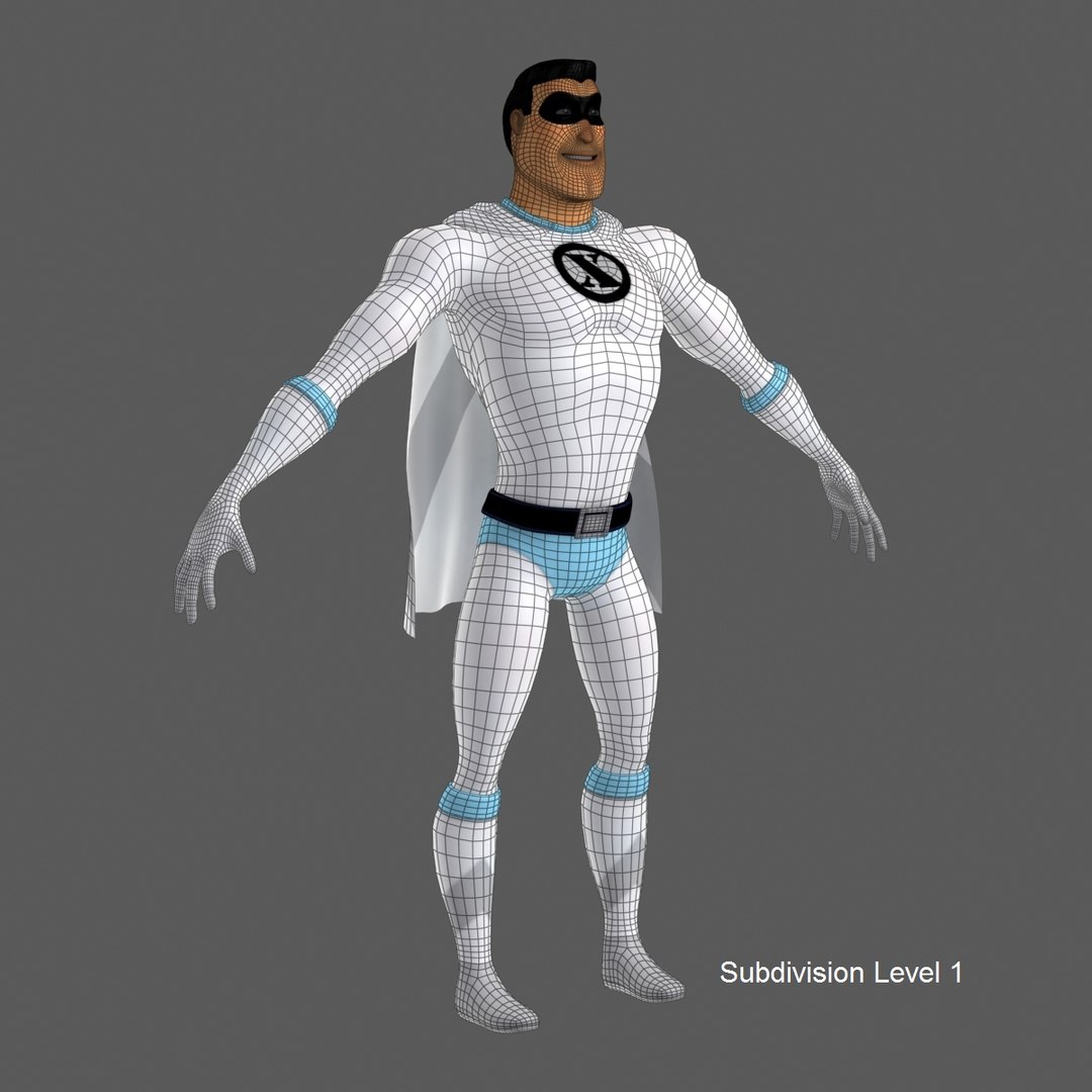 3d model of cartoon classic superhero man