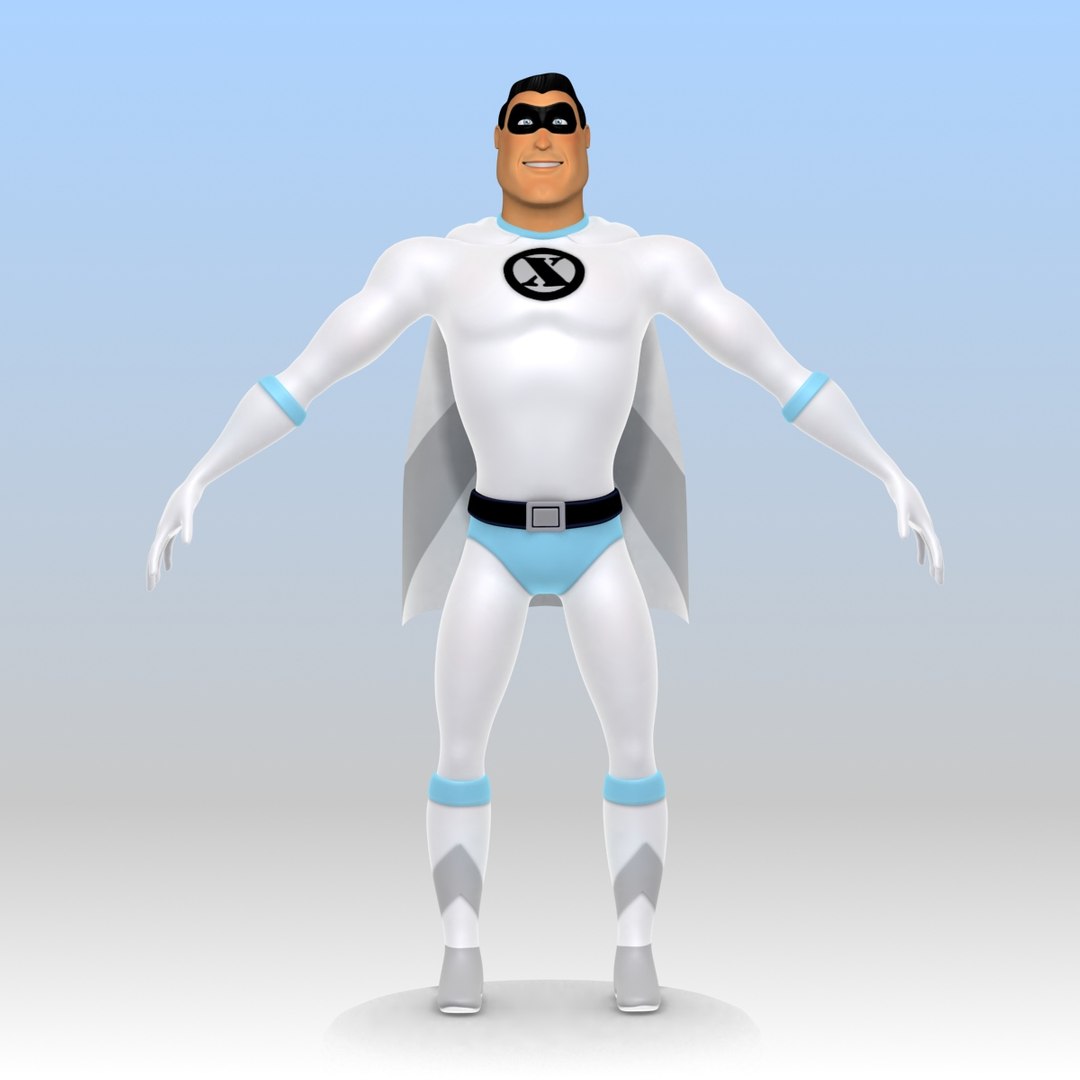 3d model of cartoon classic superhero man