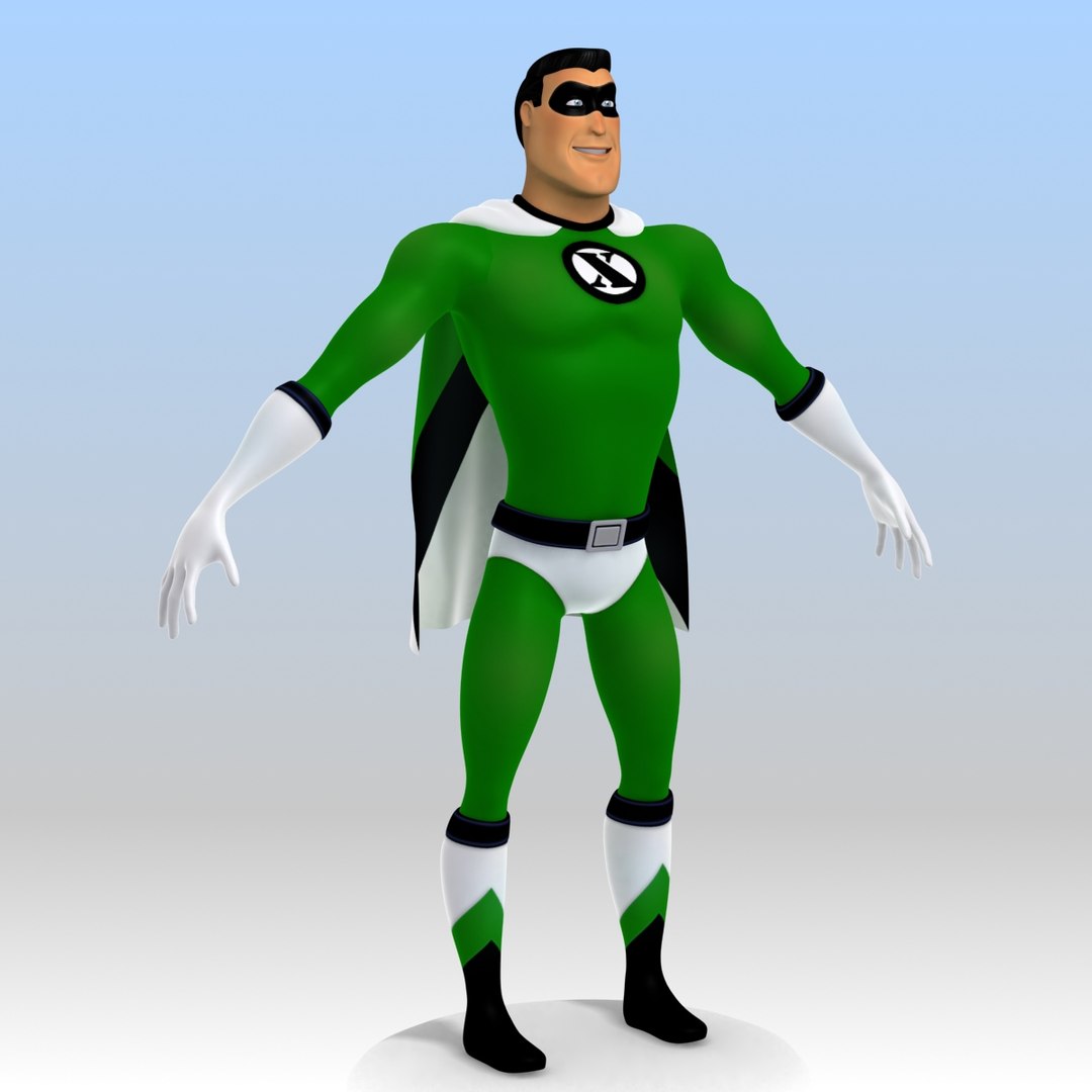 3d model of cartoon classic superhero man