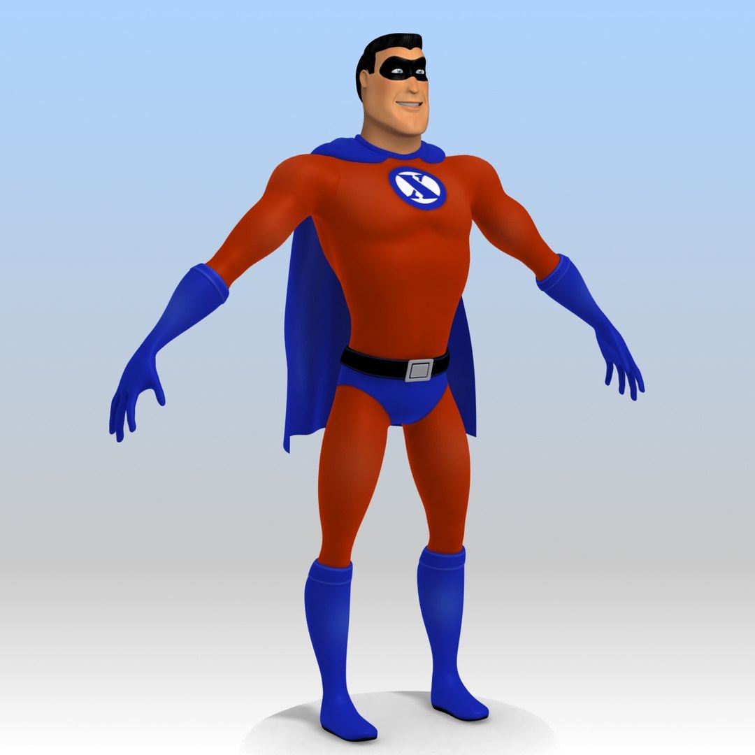 3d model of cartoon classic superhero man