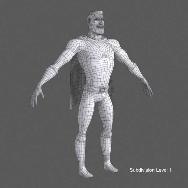 3d model of cartoon classic superhero man