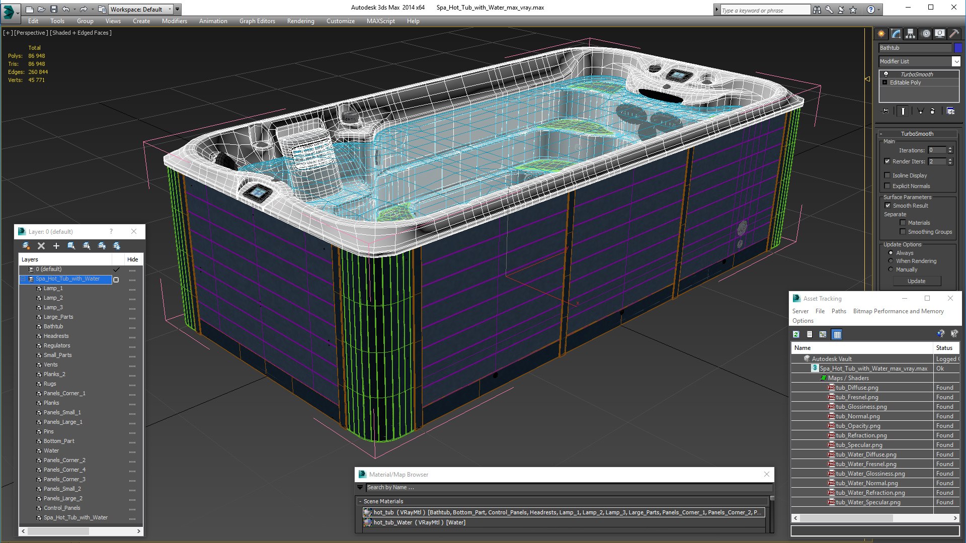 Spa Hot Tub With Water 3D Model - TurboSquid 1726021