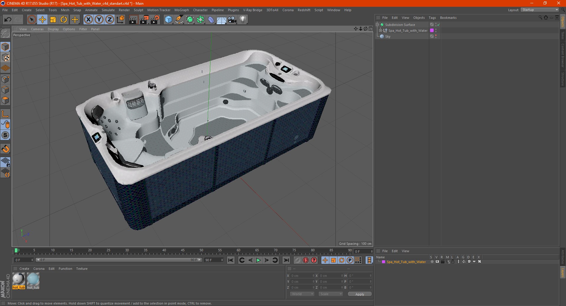Spa Hot Tub With Water 3D Model - TurboSquid 1726021