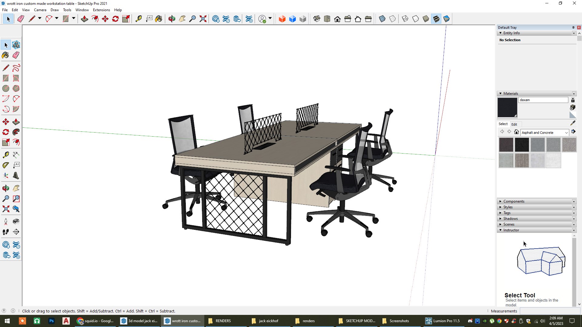 3D Erott Iron Wooden Workstation Custom Design Model - TurboSquid 2051994