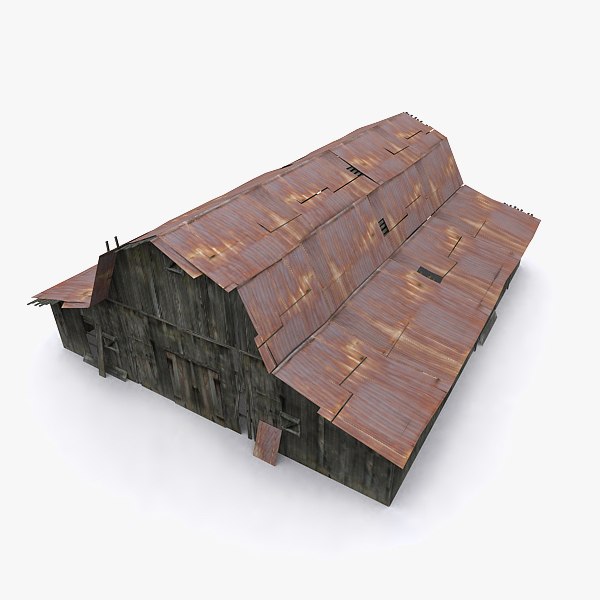 3d model of photorealistic old barn