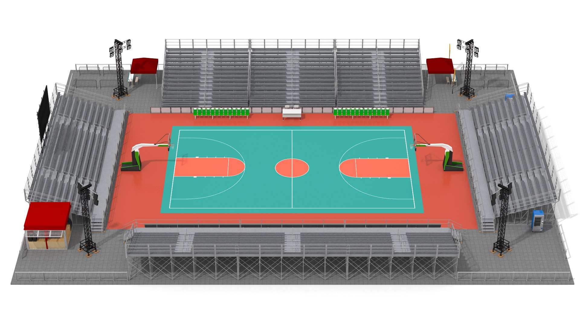 3D Outdoor Basketball Stadium Model - TurboSquid 1780068