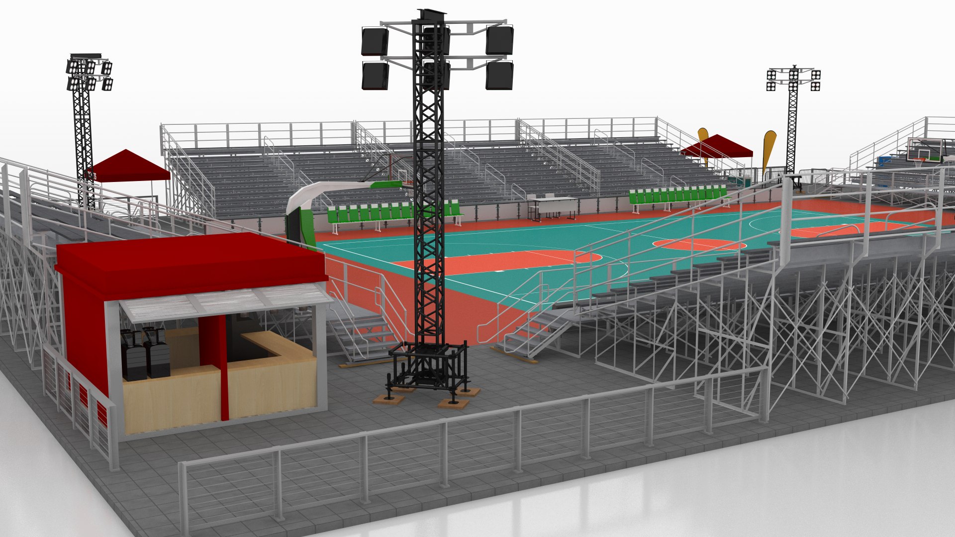 3D Outdoor Basketball Stadium Model - TurboSquid 1780068
