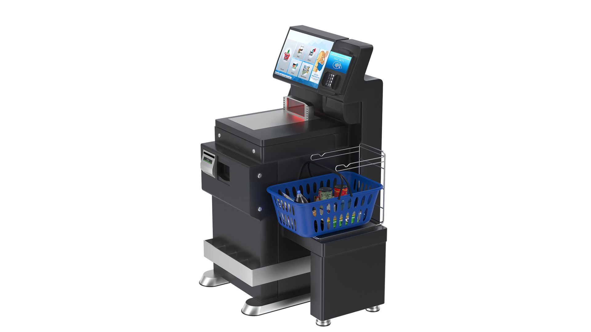 3D Model Self Service Checkout System Black With Basket - TurboSquid ...