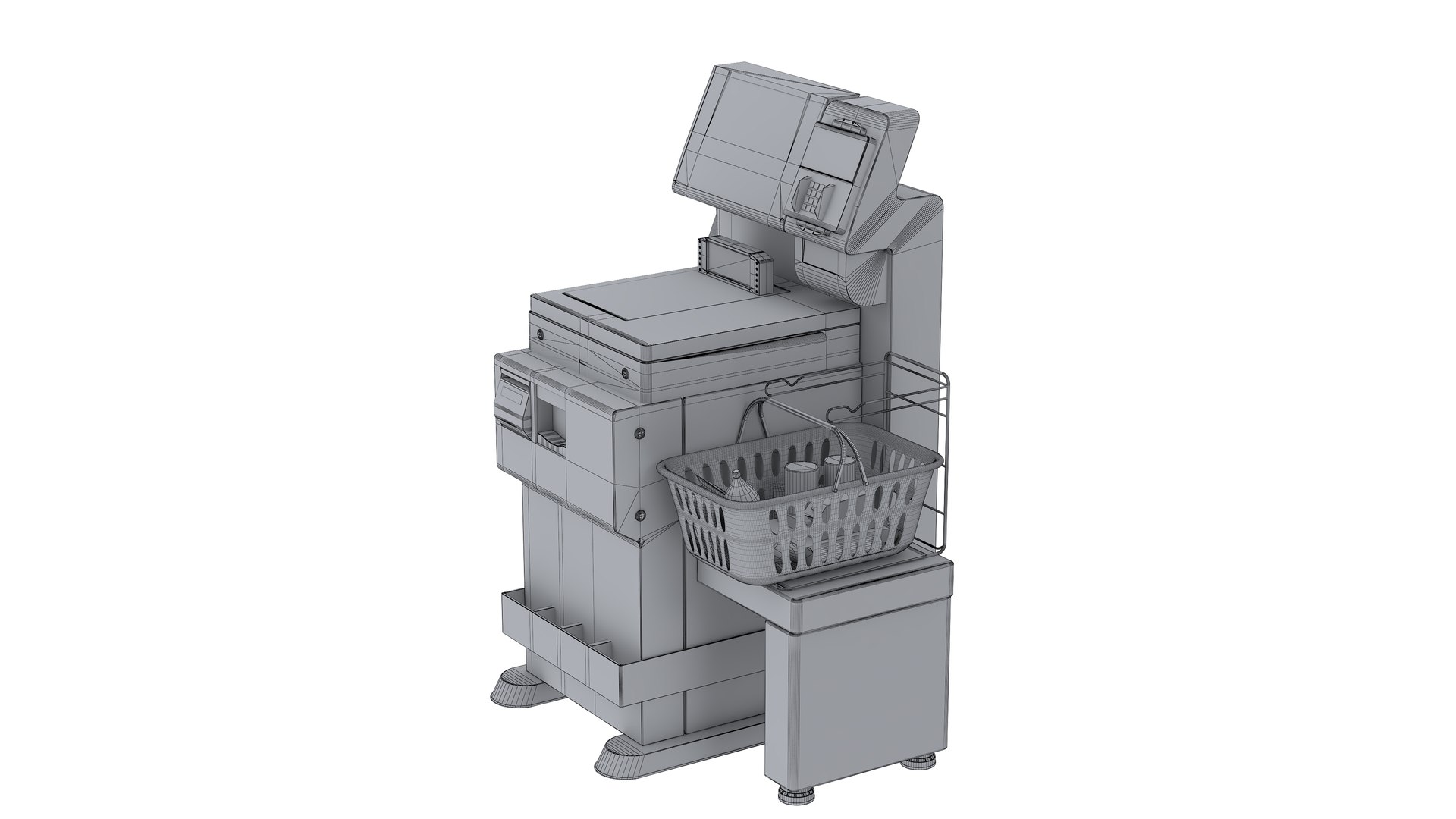 3D Model Self Service Checkout System Black With Basket - TurboSquid 2317458