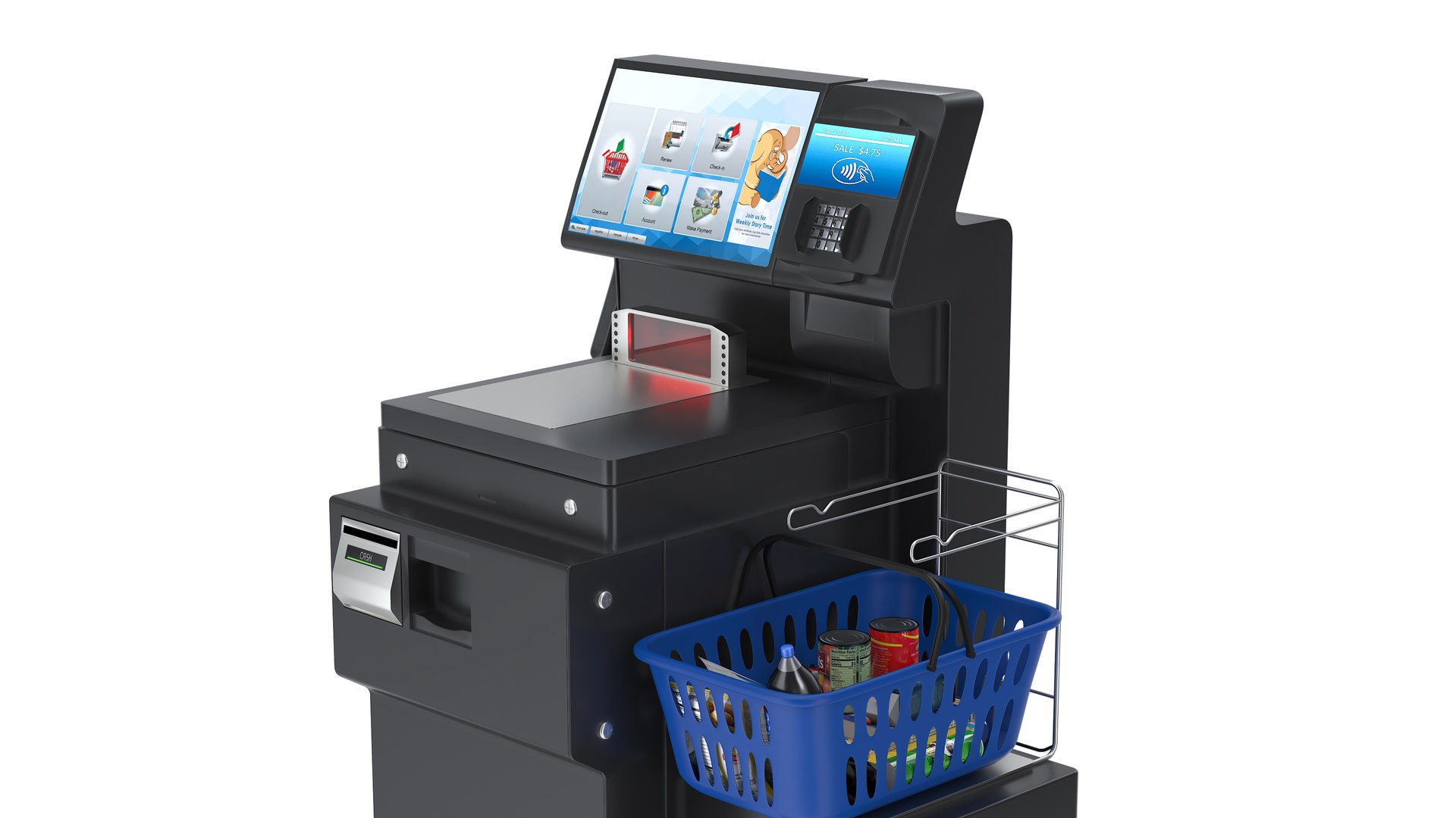3D Model Self Service Checkout System Black With Basket - TurboSquid ...