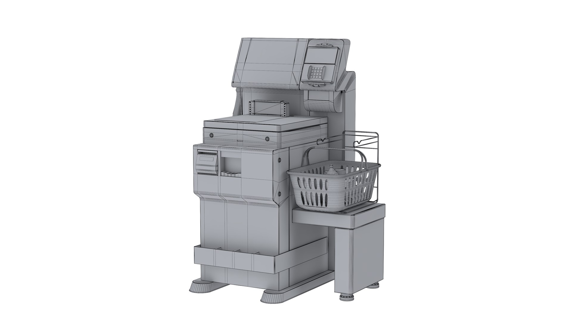 3D Model Self Service Checkout System Black With Basket - TurboSquid ...
