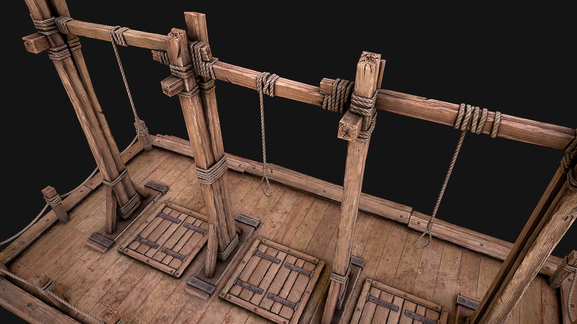 3D Medieval Gallows Podium Torture model - TurboSquid 1992911