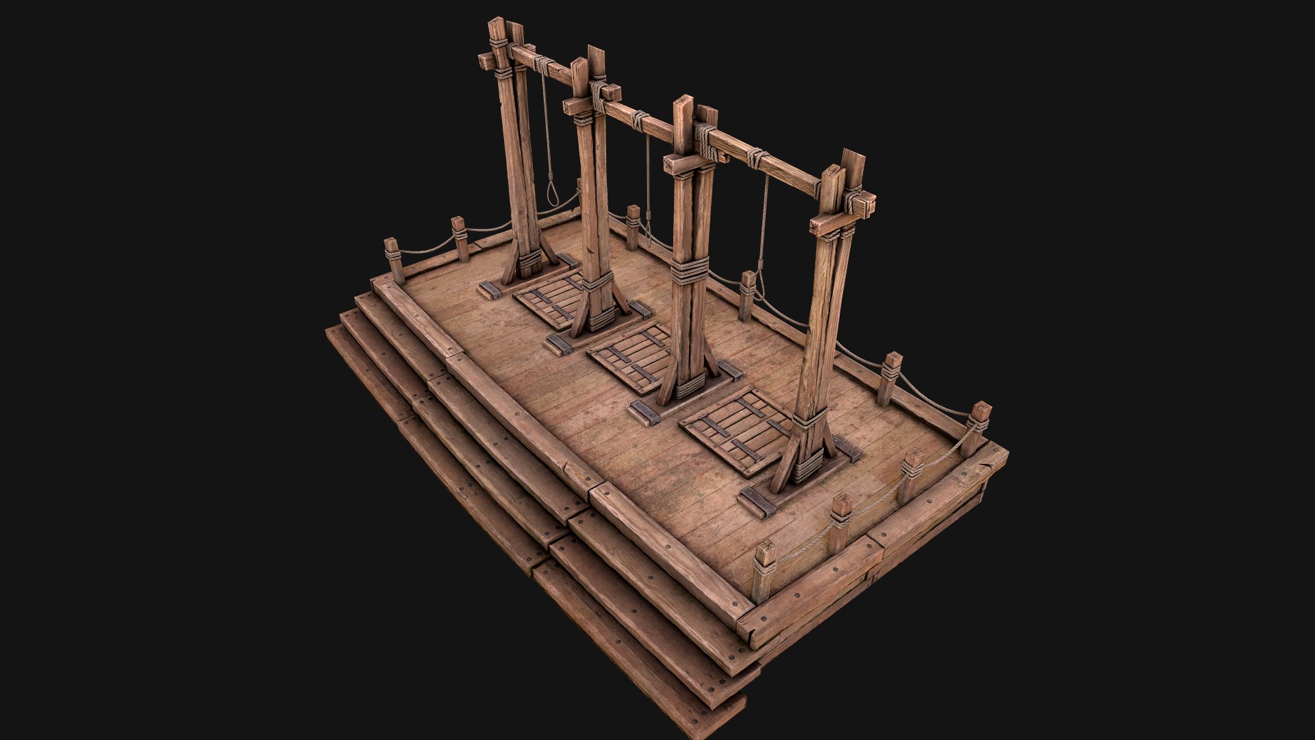 3D Medieval Gallows Podium Torture Model - TurboSquid 1992911