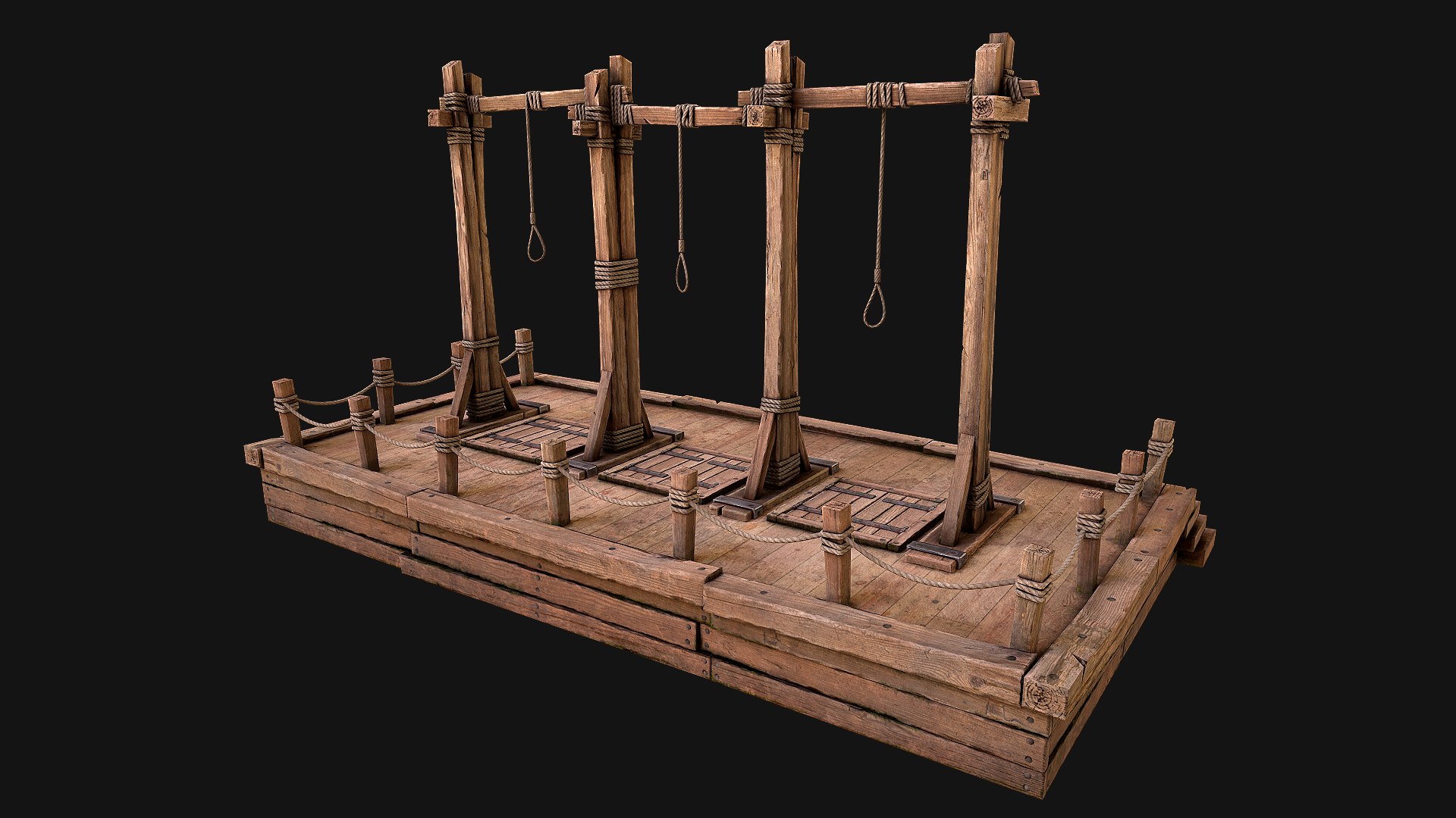 3D Medieval Gallows Podium Torture Model - TurboSquid 1992911