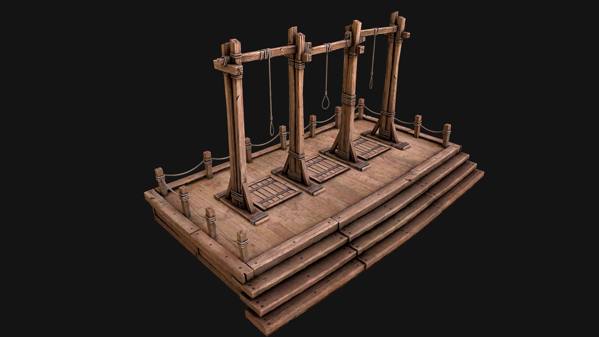 3D Medieval Gallows Podium Torture Model - TurboSquid 1992911