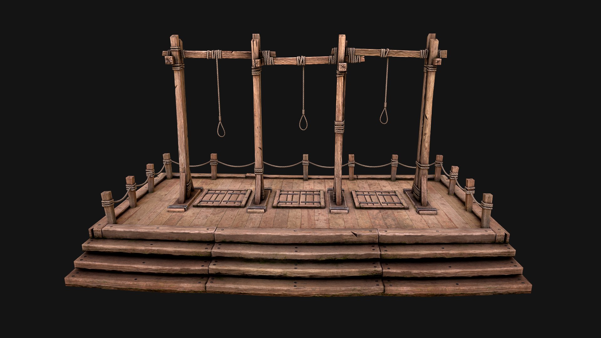 3D Medieval Gallows Podium Torture Model - TurboSquid 1992911