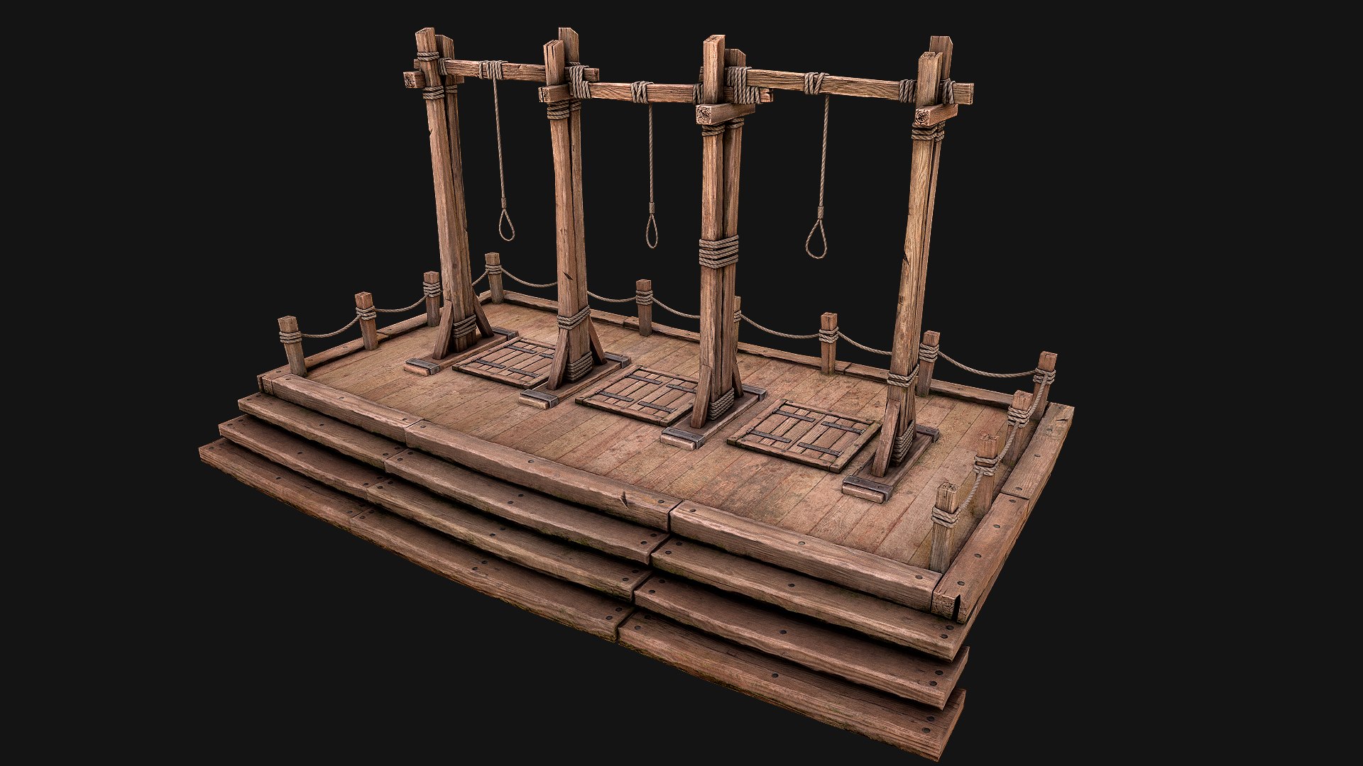 3D Medieval Gallows Podium Torture Model - TurboSquid 1992911