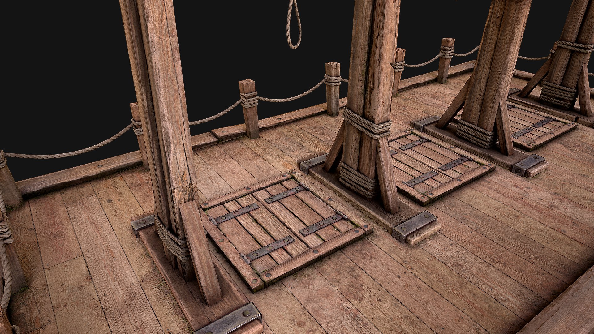 3D Medieval Gallows Podium Torture model - TurboSquid 1992911