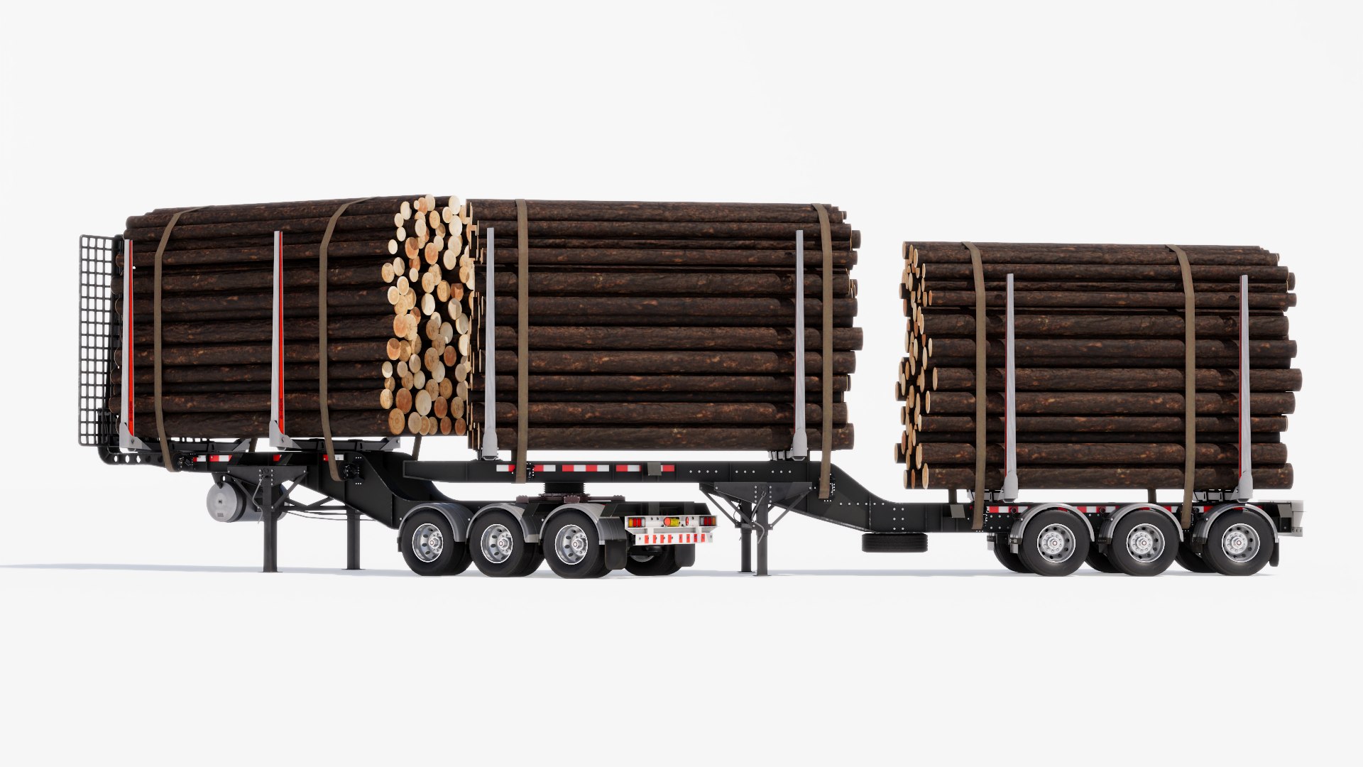 Double Log Trailer 3D - TurboSquid 2437052