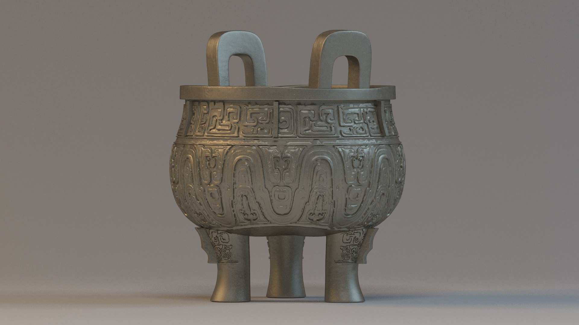 Cultural Relics Unearthed Ancient Tripod Container Bronze Stove 3D ...