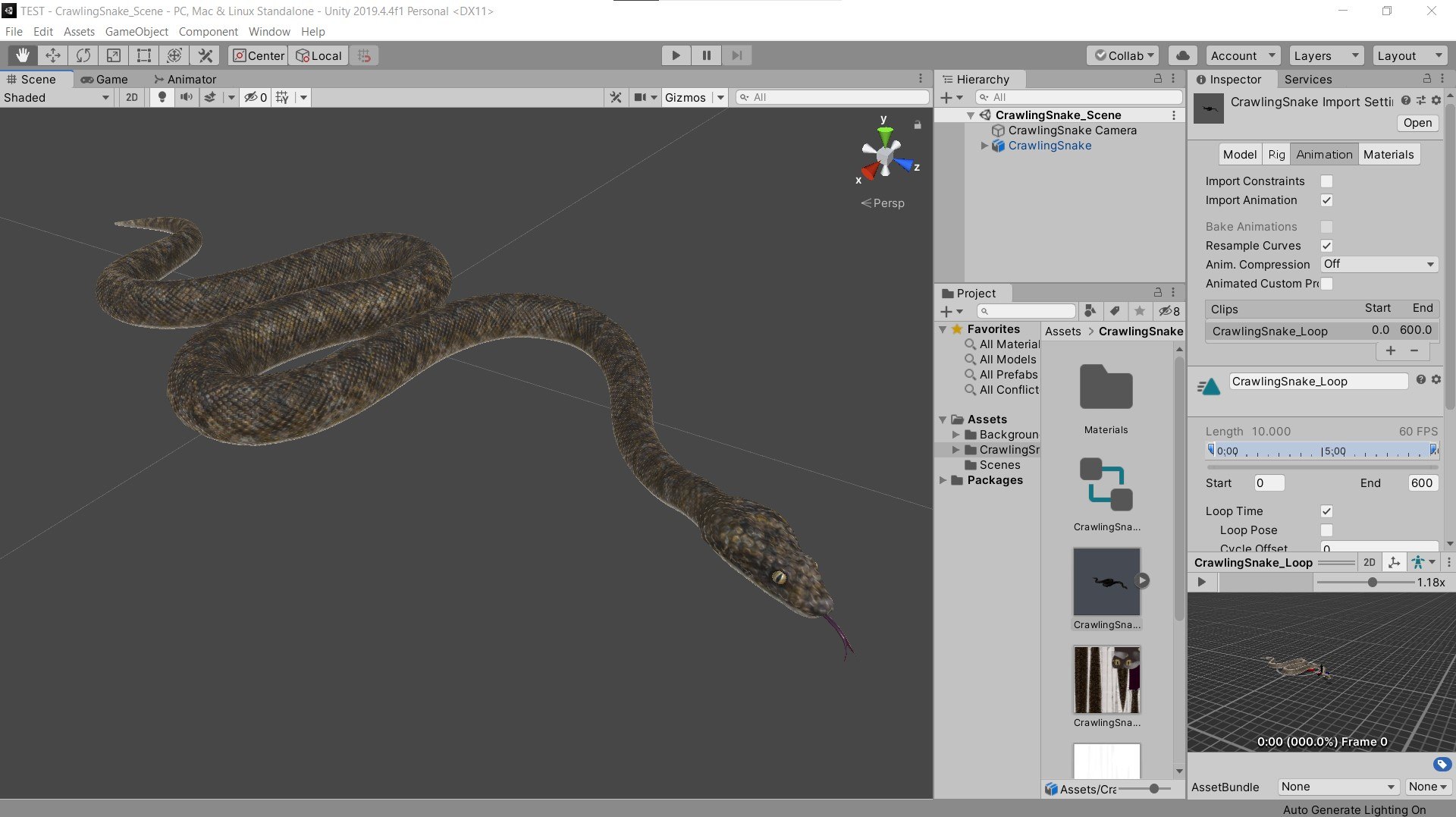 Crawling snake loop animation 3D model - TurboSquid 1639323