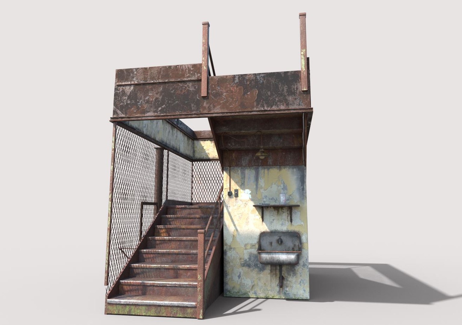 3D Old Stairs And Sink Model - TurboSquid 2008105