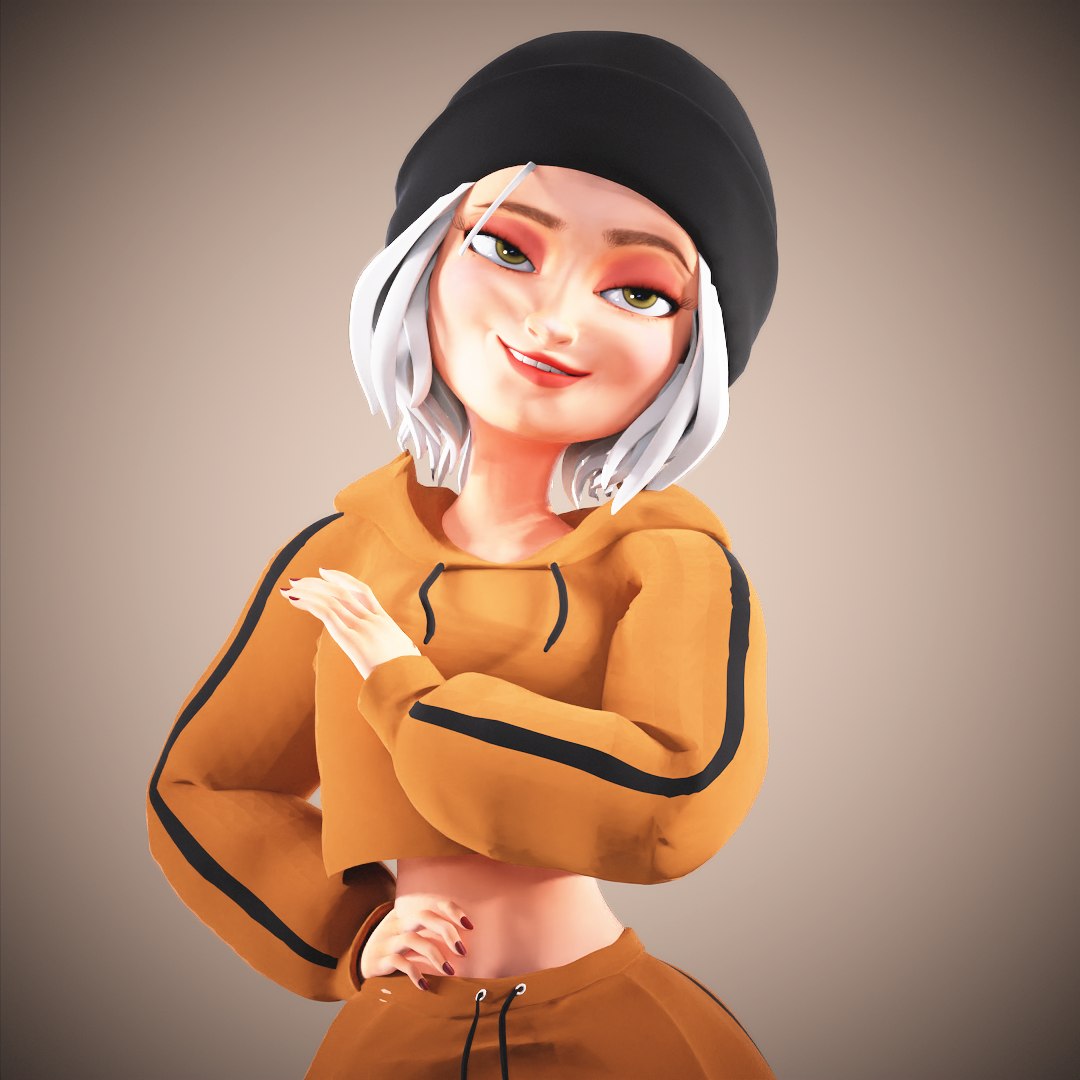 3D Cartoon Game Girl Character Rigged - TurboSquid 2362767