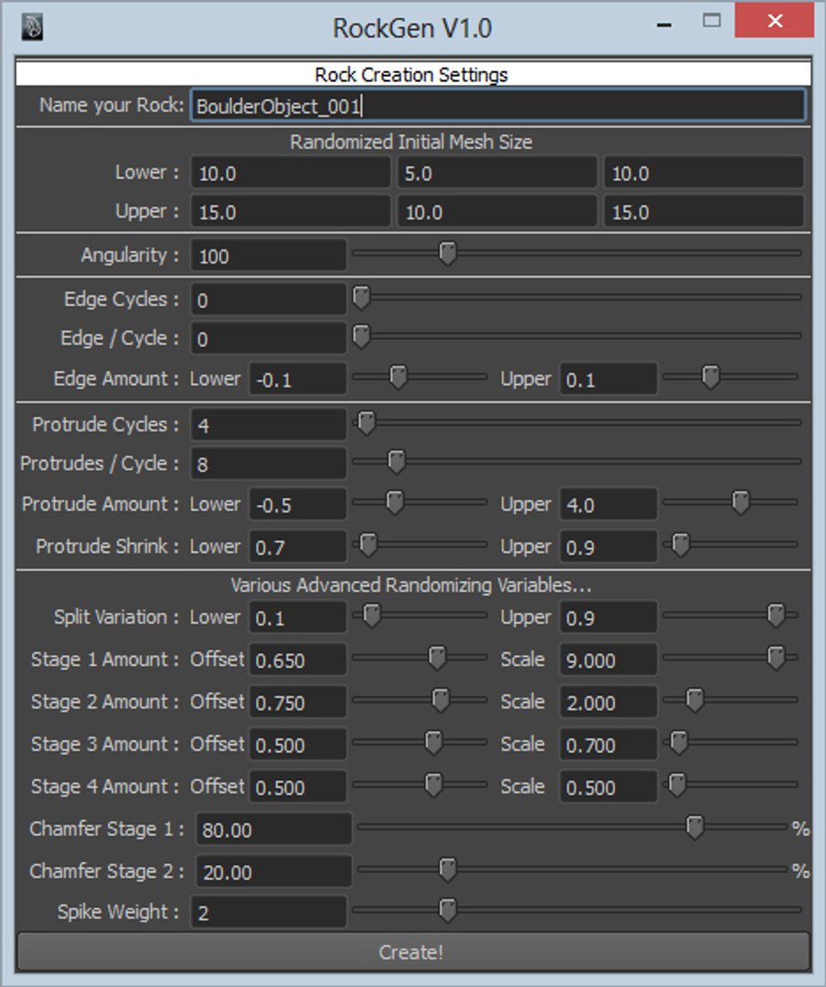 3d Script Rock Generation