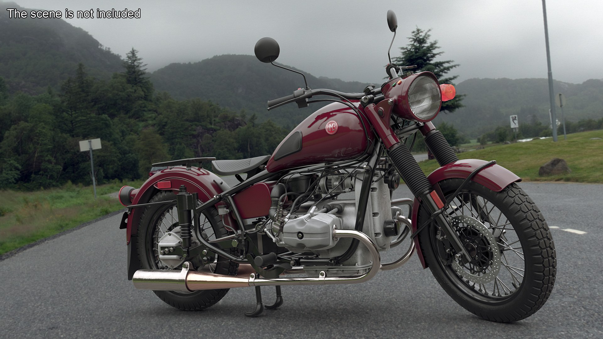 Retro Ural M70 Motorbike Maroon 3D Model - TurboSquid 2398205