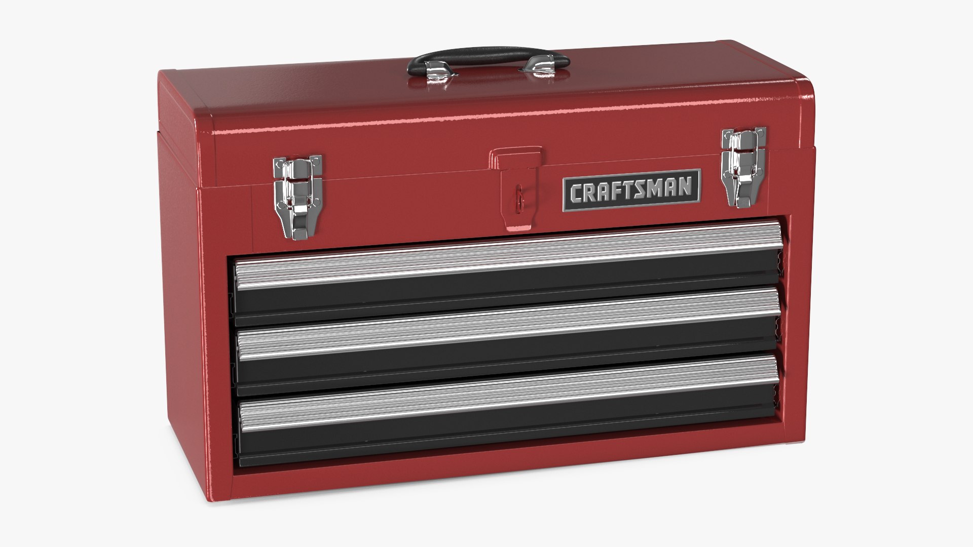 3D Model Craftsman Metal Portable Chest Toolbox With 3 Drawers Red ...
