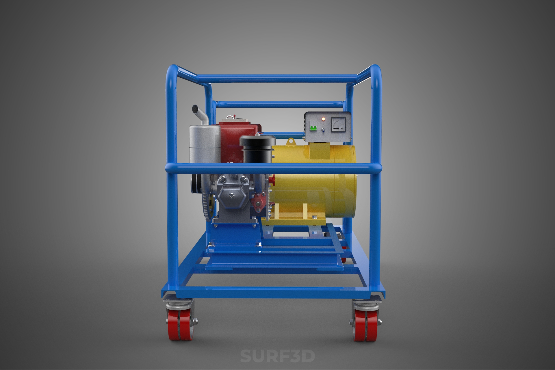 Modello 3D CARRELLO TURBINA GRUPPO GENERATORE DI POTENZA MOTORE DIESEL ...