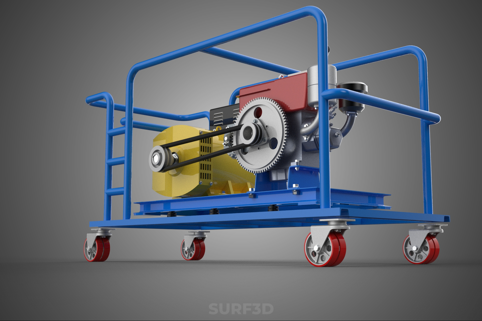 Modello 3D CARRELLO TURBINA GRUPPO GENERATORE DI POTENZA MOTORE DIESEL ...