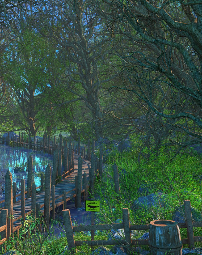 3D Fantasy Swamp River Dock Model - TurboSquid 1769378