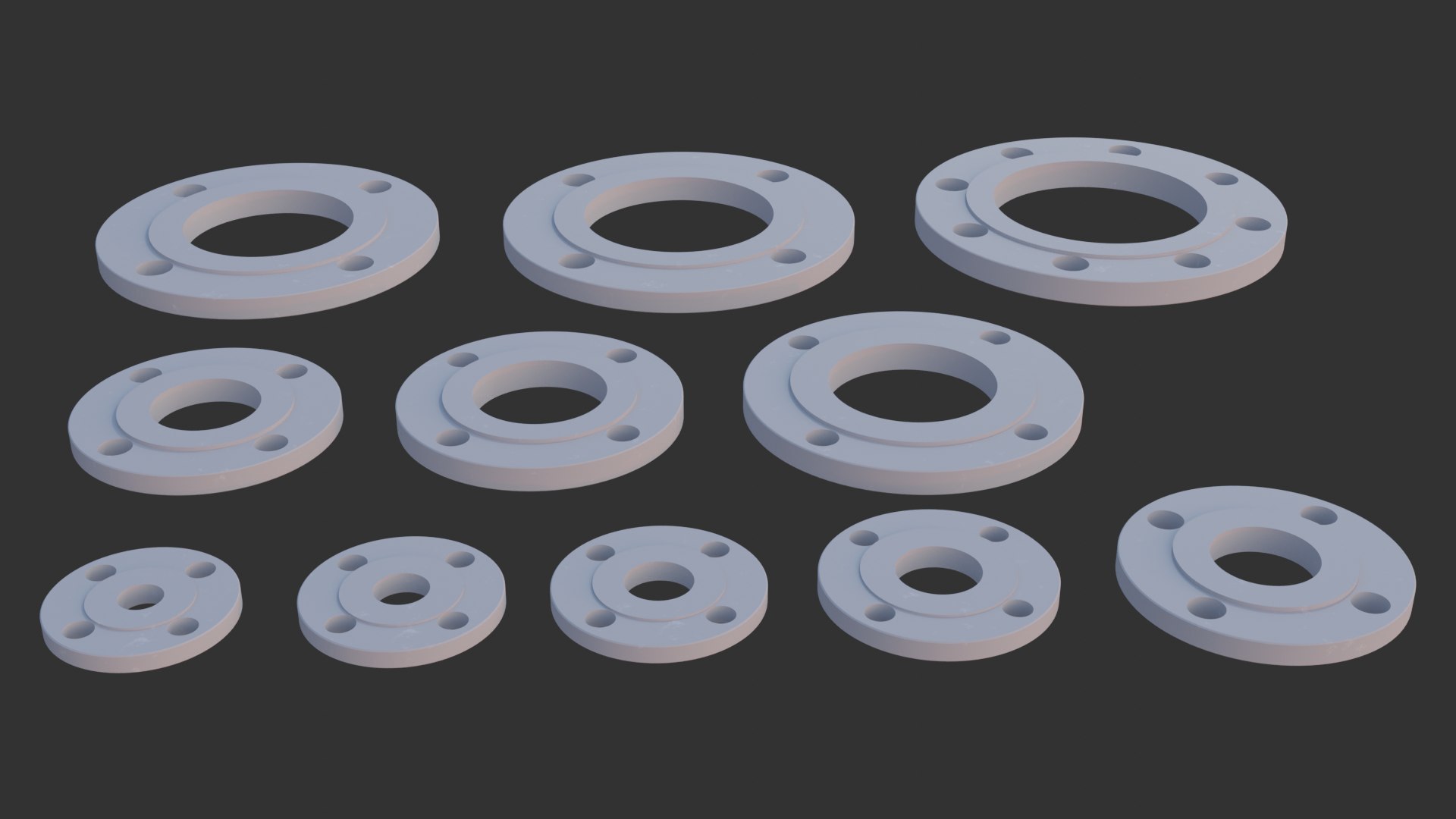 Low Poly Flange DN10-DN100 Real Scale Collection 3D - TurboSquid 2271972