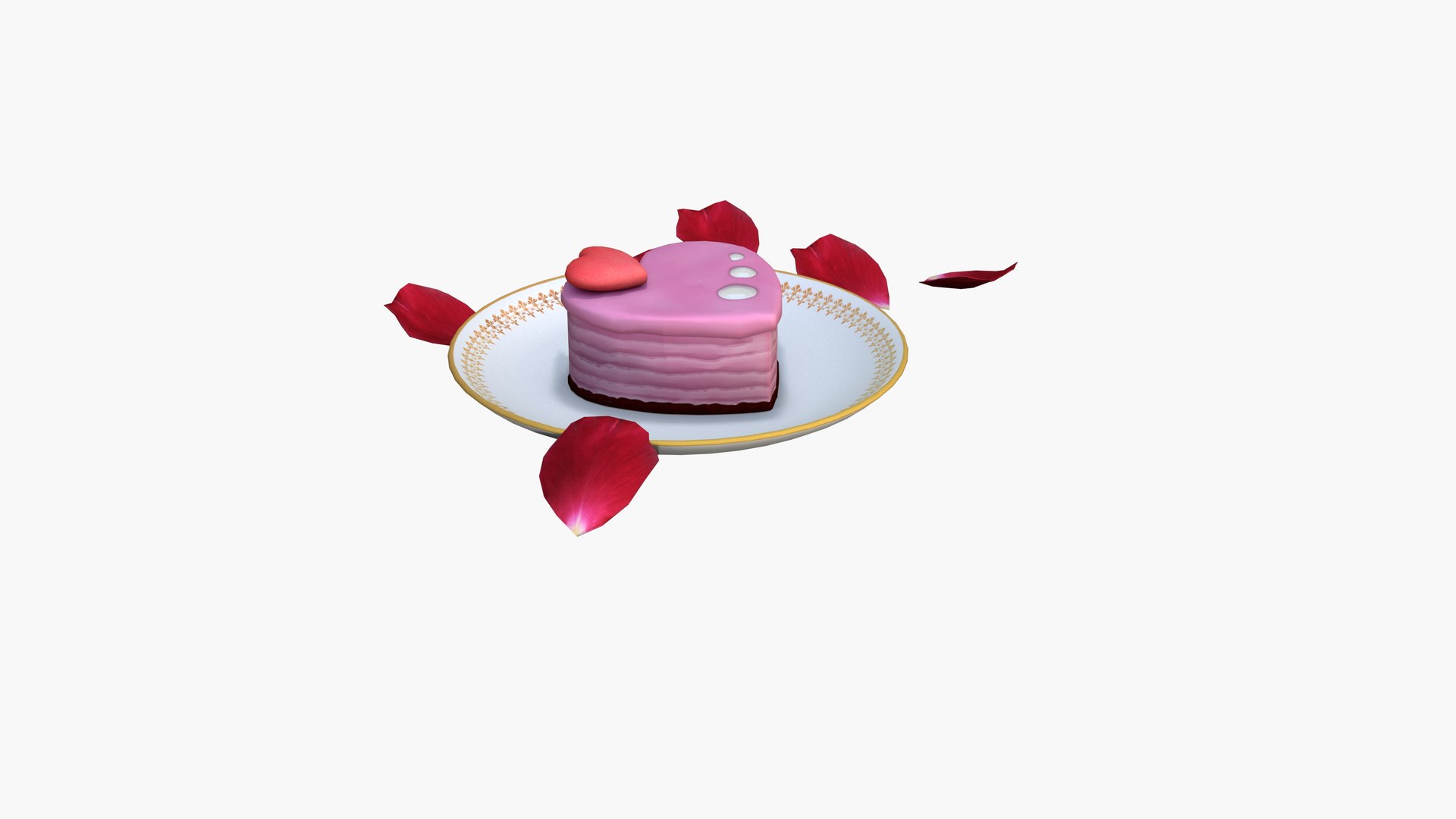 3D Cake Heart On A Plate Model - TurboSquid 2013819