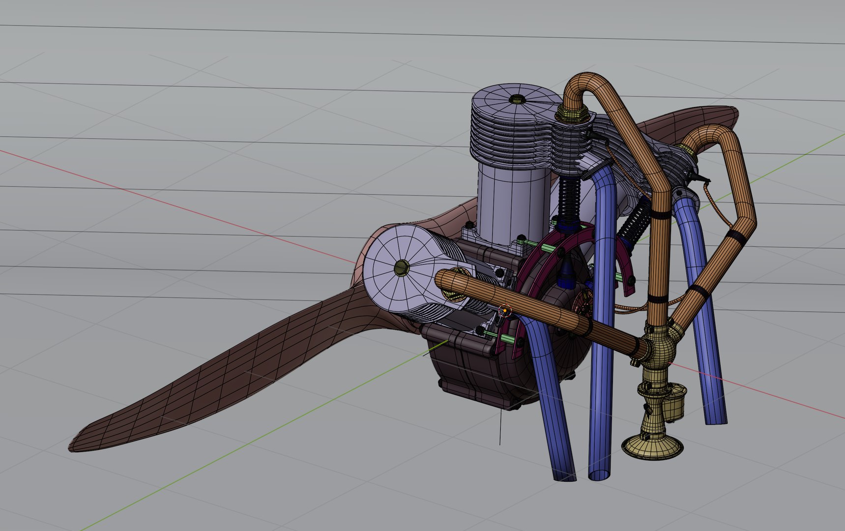 Anzani 3-cylinder Fan-type Aircraft Engine Model - TurboSquid 1645491