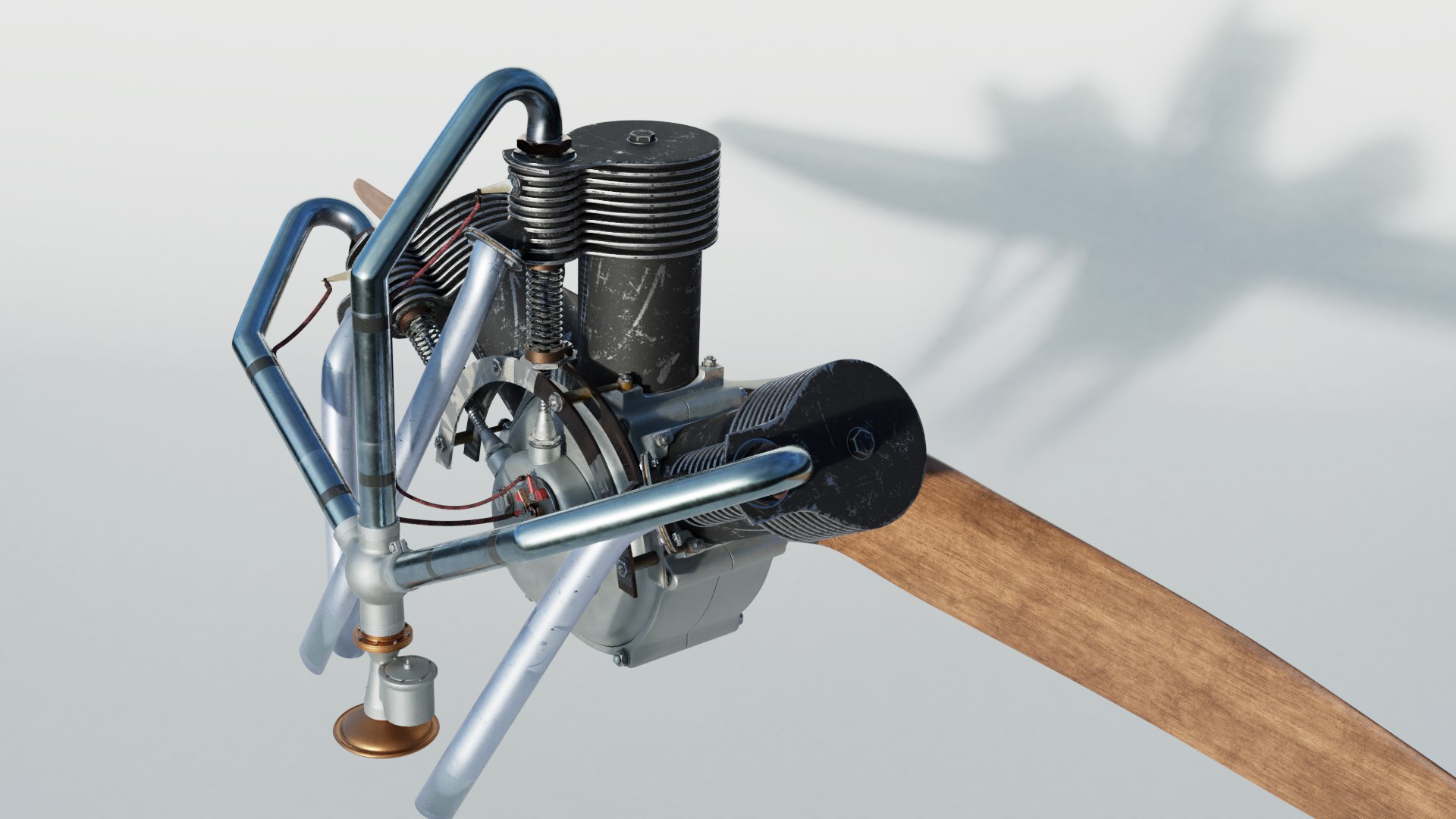 Anzani 3-cylinder Fan-type Aircraft Engine Model - TurboSquid 1645491