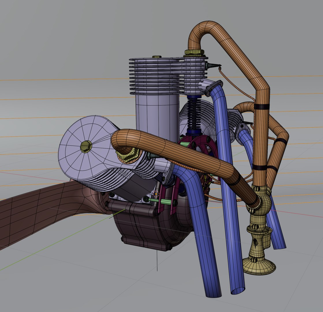 Anzani 3-cylinder Fan-type Aircraft Engine Model - TurboSquid 1645491