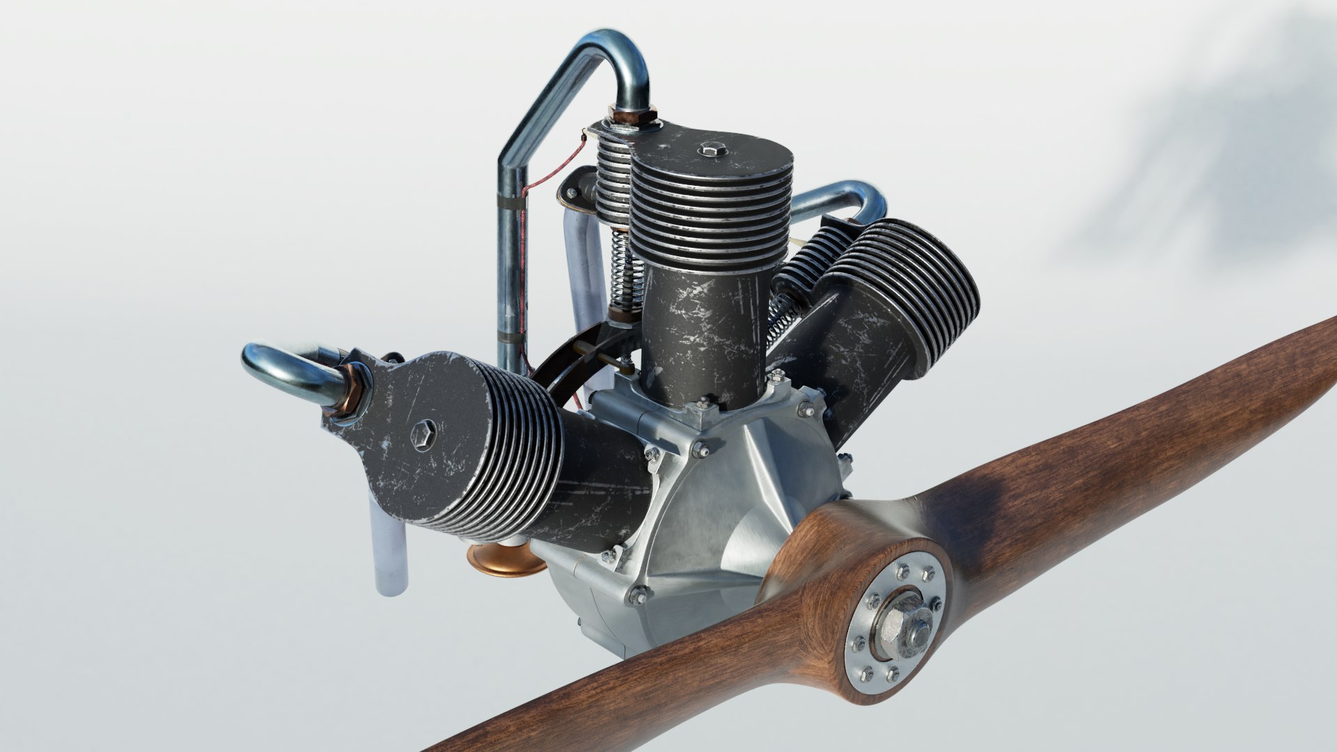 Anzani 3-cylinder Fan-type Aircraft Engine Model - TurboSquid 1645491