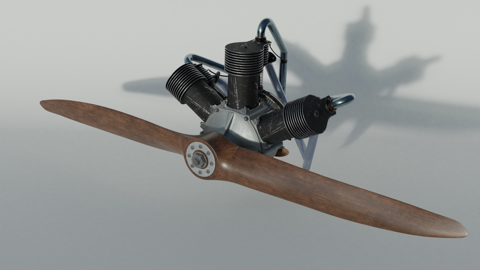 Anzani 3-cylinder Fan-type Aircraft Engine Model - TurboSquid 1645491