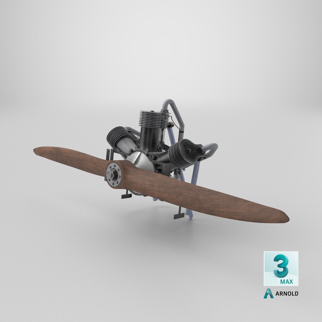 Anzani 3-cylinder Fan-type Aircraft Engine Model - TurboSquid 1645491