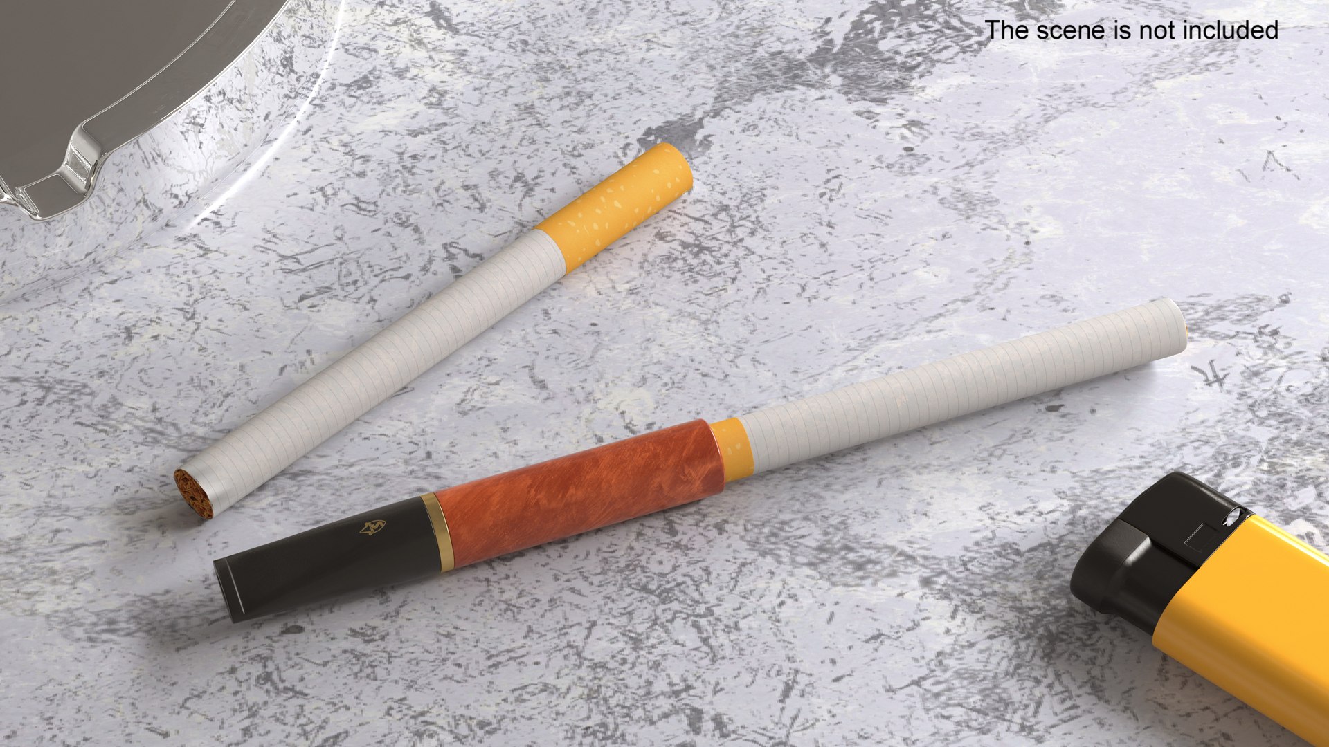 Vintage Cigarette Holder With Cigarette 3D Model - TurboSquid 2212207
