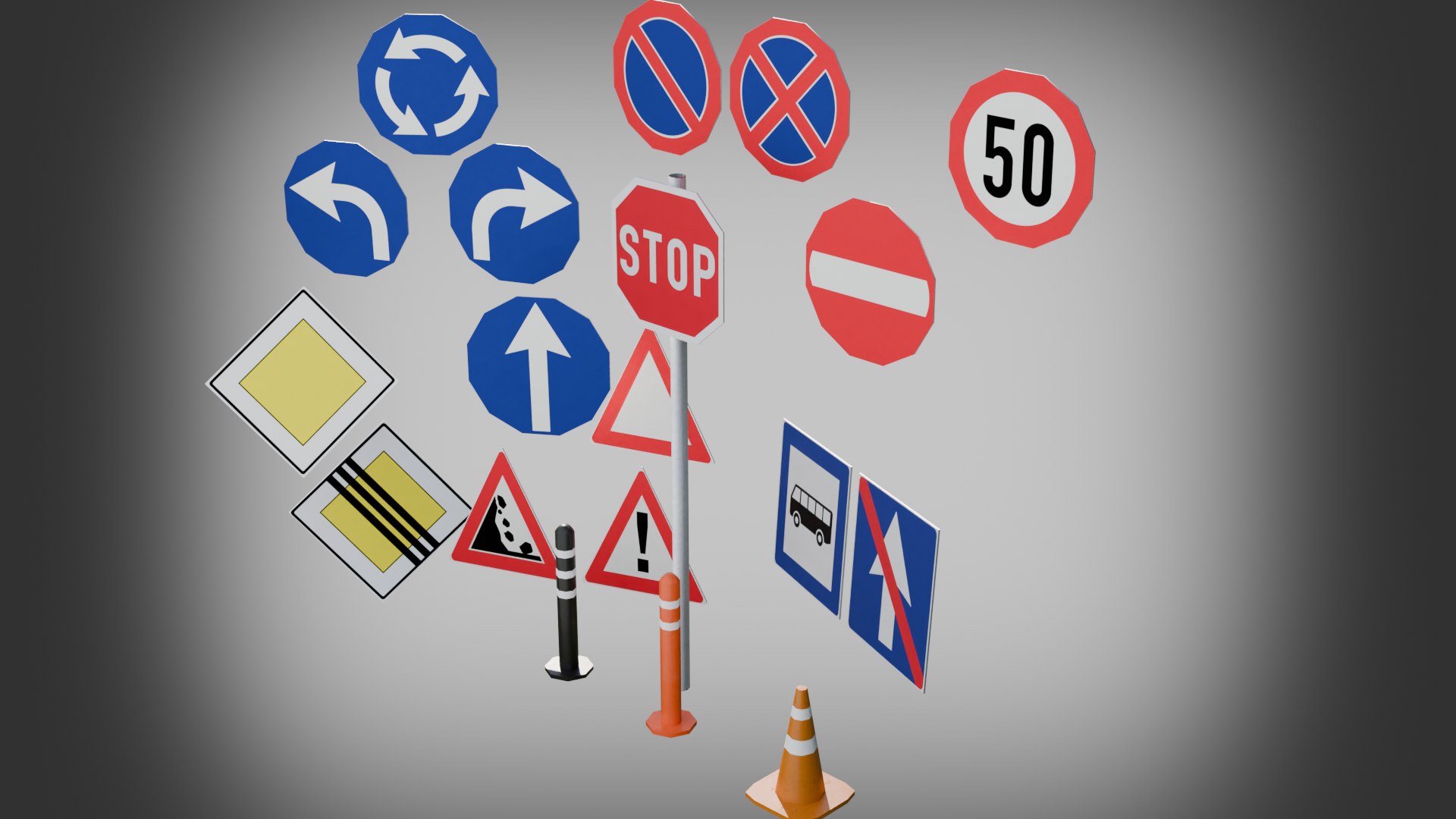 Road Sign Collection 3D Model - TurboSquid 2233674