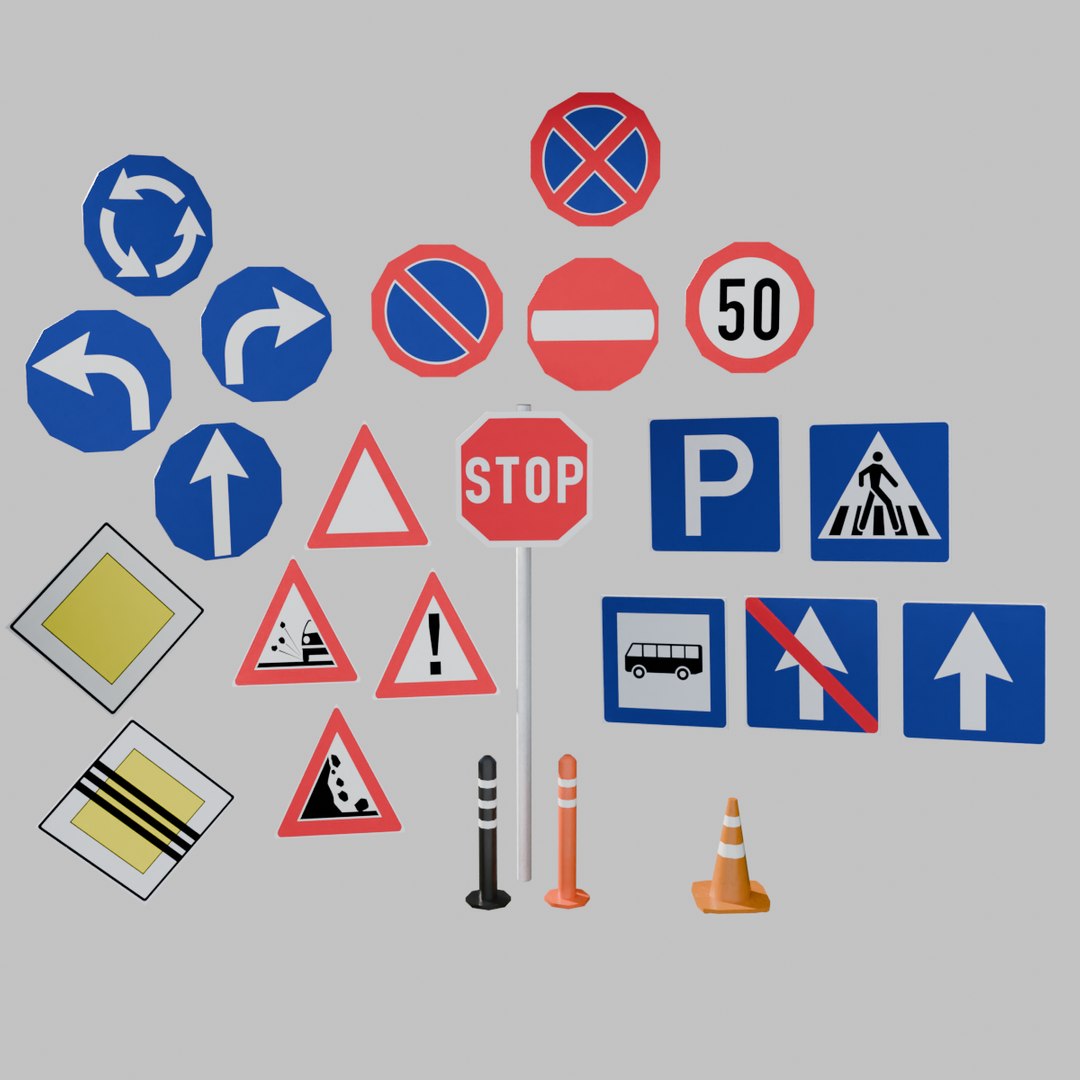 Road Sign Collection 3D Model - TurboSquid 2233674