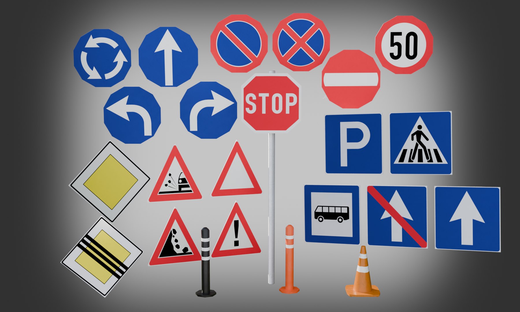 Road Sign Collection 3D Model - TurboSquid 2233674