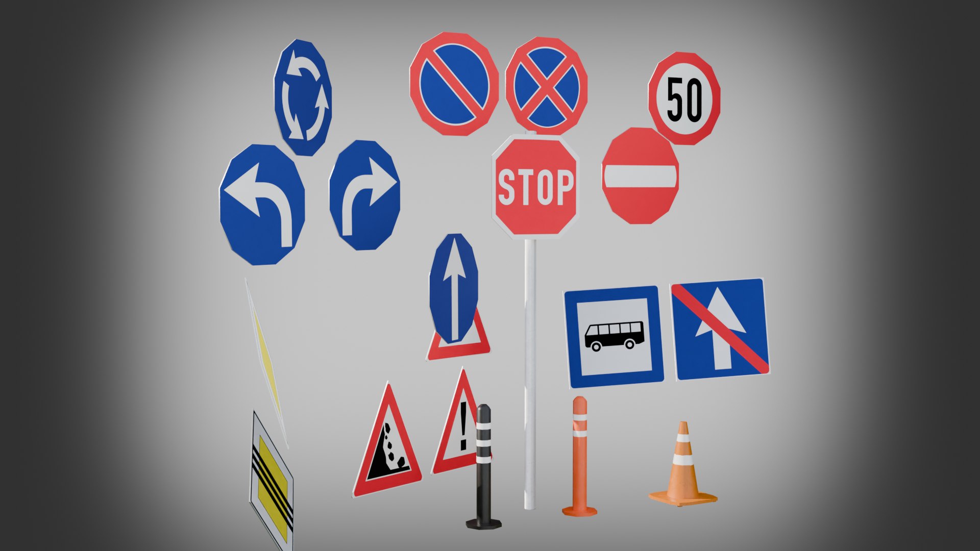 Road Sign Collection 3D Model - TurboSquid 2233674