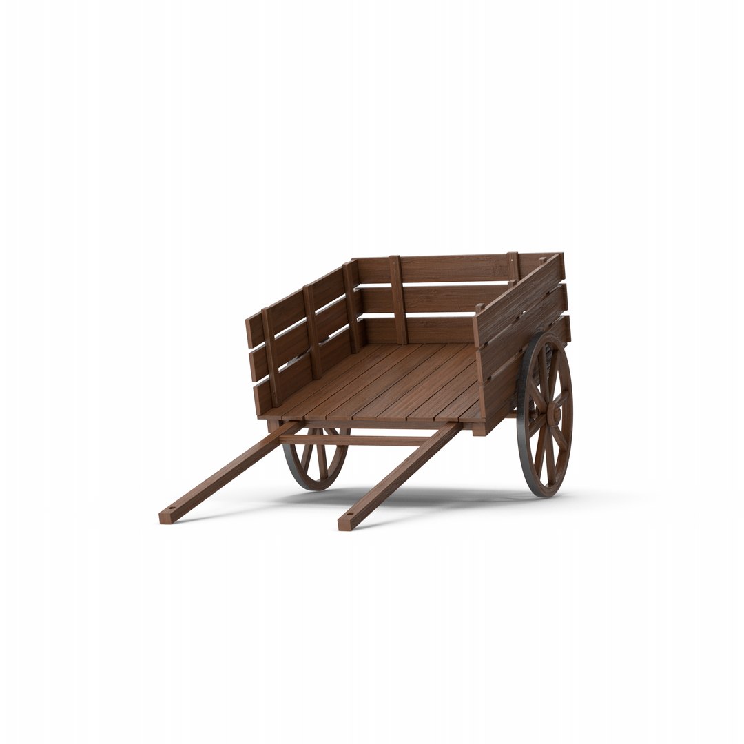 3D Dark Wood Old Cart model - TurboSquid 2161876