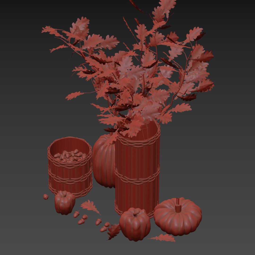 Autumn decorative set 3D model - TurboSquid 1666879