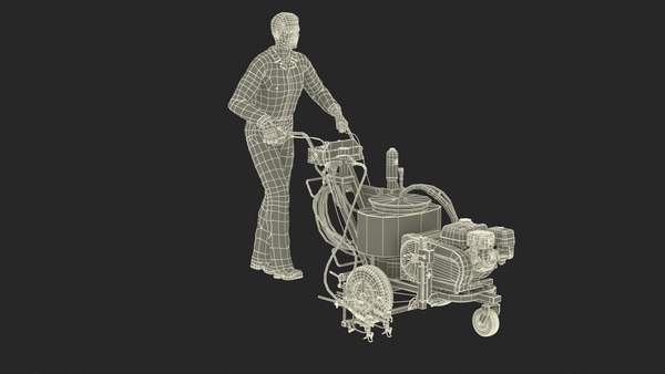 modelo 3d Trabajador de la carretera con trazador de líneas de pintura ...